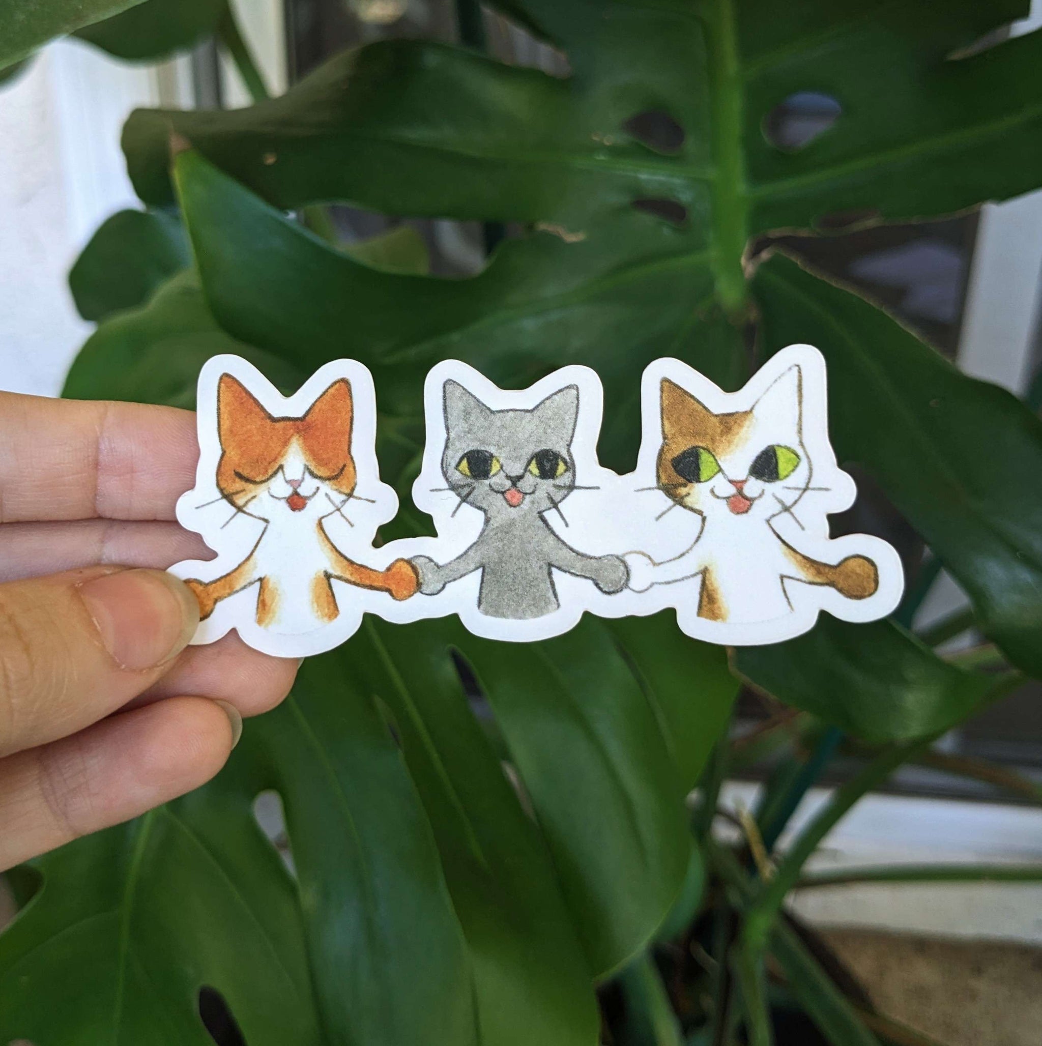 Cats Holding Hands Sticker – Kelly Pringle Art